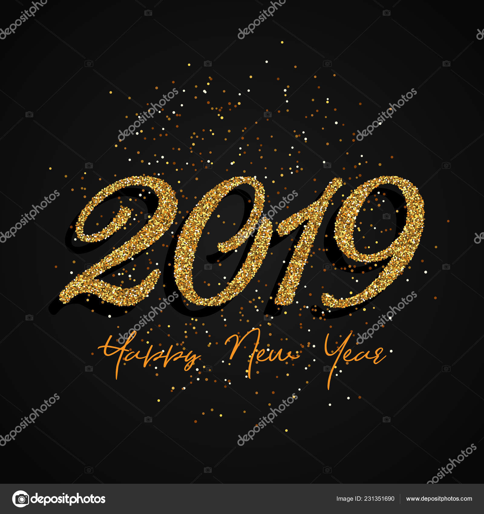 Happy New Year Background Gold Glitter Design Stock Vector by ...