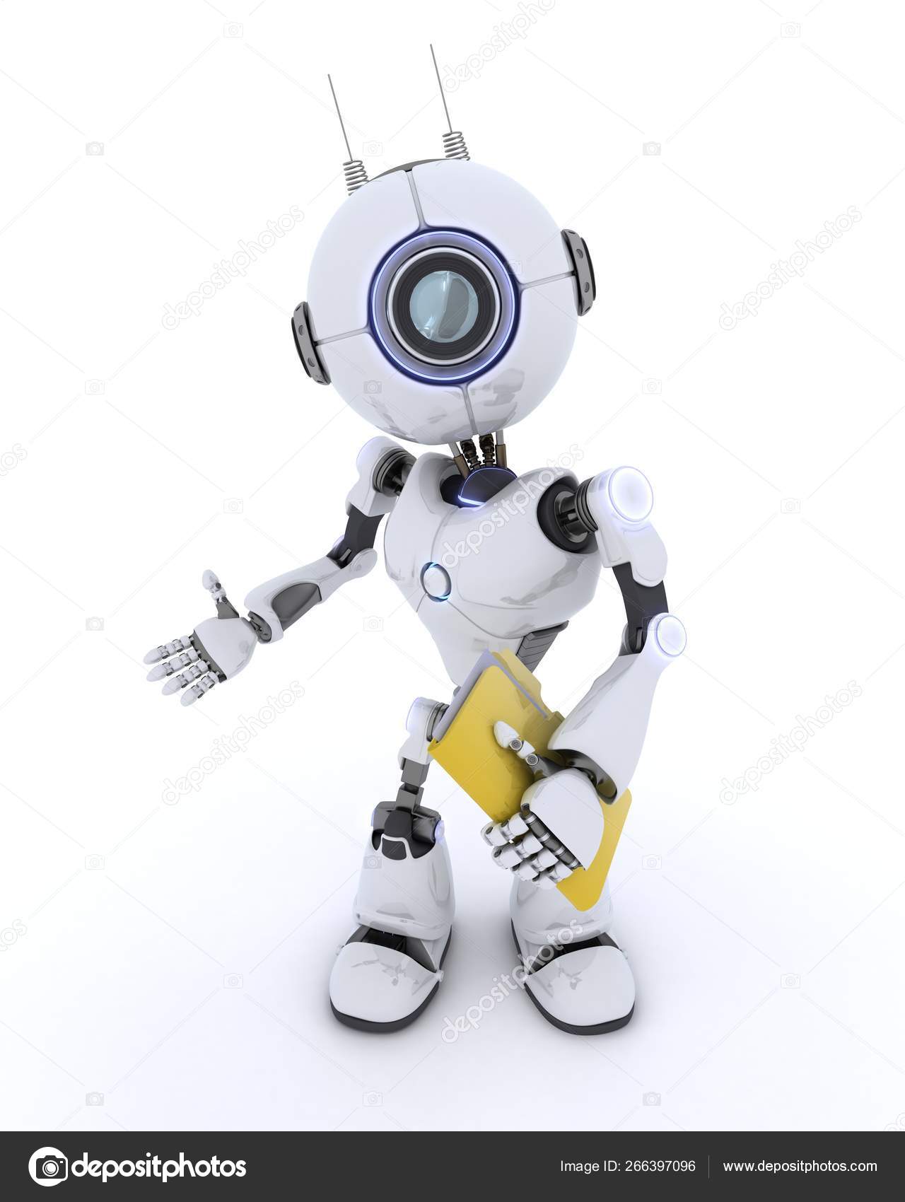 Robot with folder and documents Stock Photo by ©kjpargeter 266397096