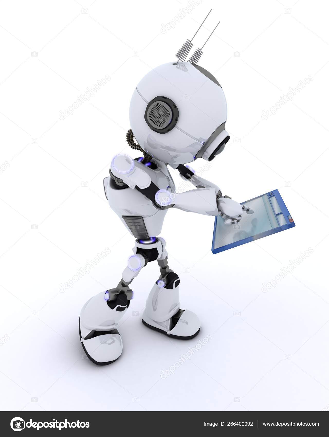 Robot with computer window Stock Photo by ©kjpargeter 266400092