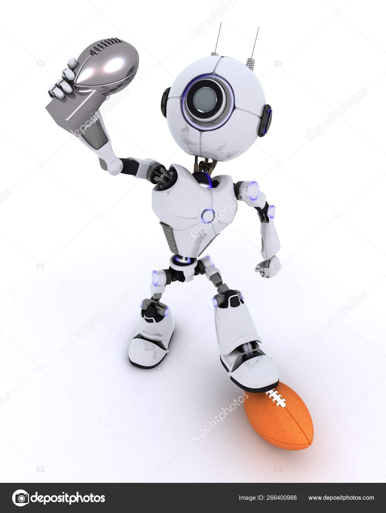 Robot with american football trophy — Stock Photo © kjpargeter #266400988
