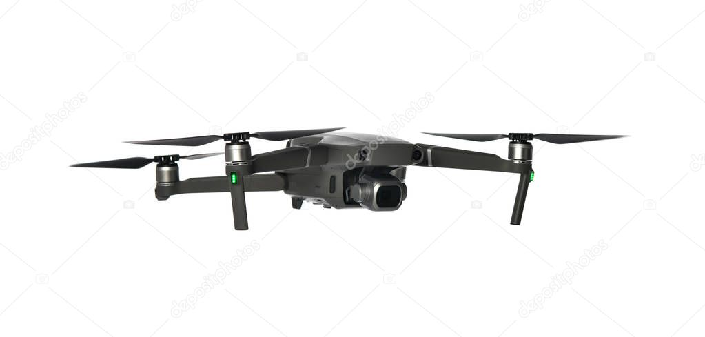 Nuevo quadcopter drone gris oscuro con cámara digital y sensores ...