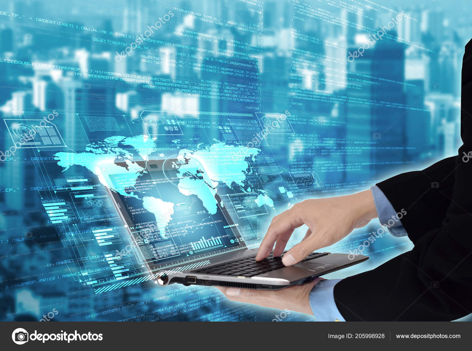 Internet Programming Technology Concept Laptop Showing Script Data ...