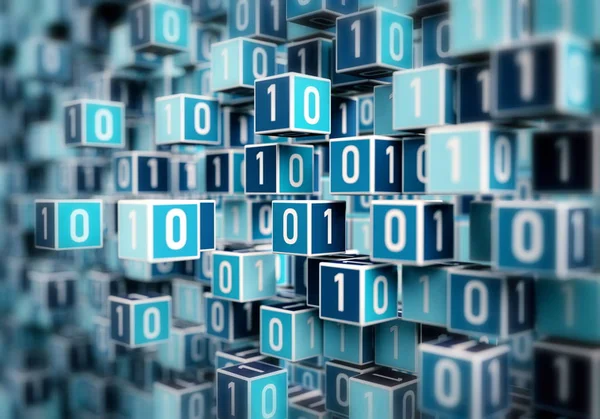 Internet digital big data management concept with cube colored with ...