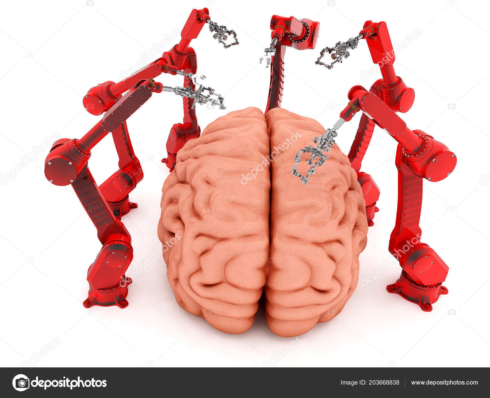Robots Operate Human Brain Render — Stock Photo © Iurii #203668838