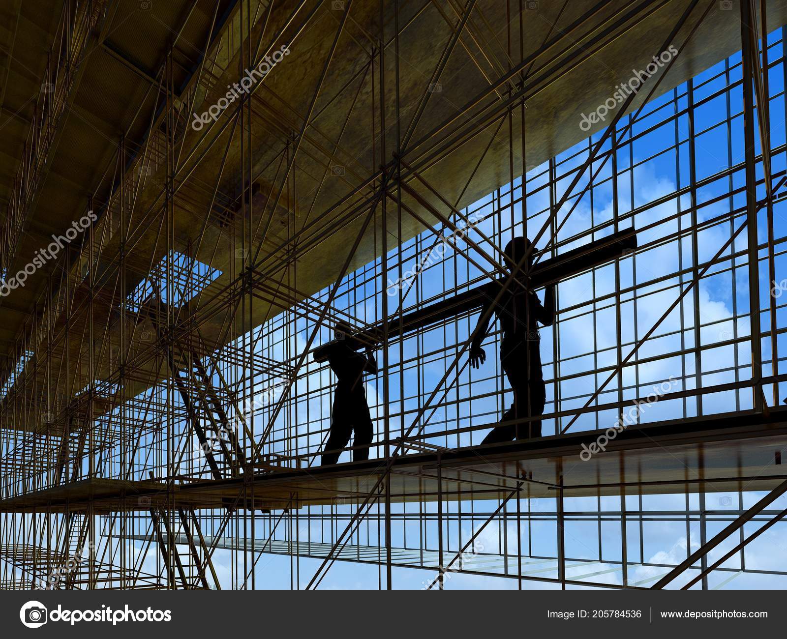 Silhouettes Workers Factory Render Stock Photo by ©Iurii 205784536