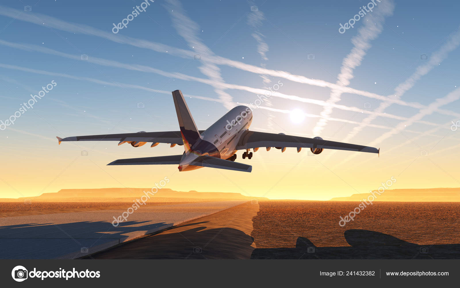 Passenger Plane Runway Render — Stock Photo © Iurii #241432382
