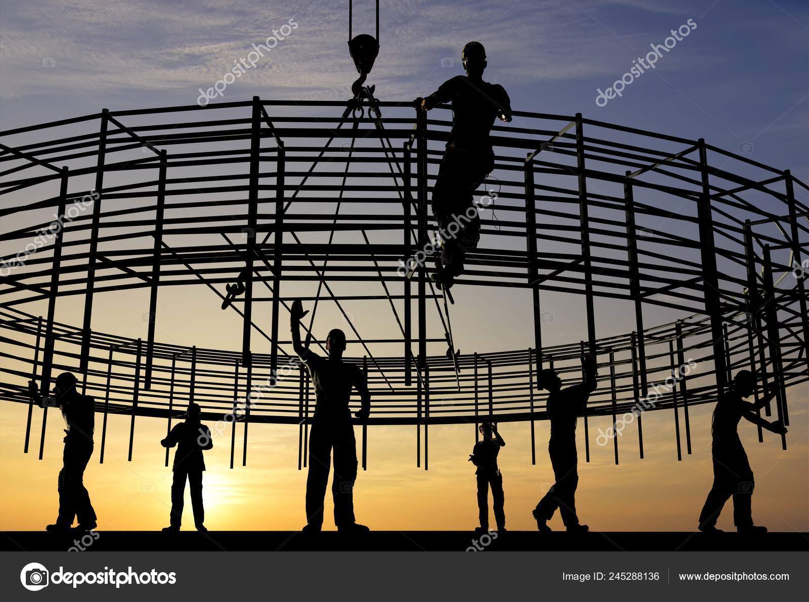 Group Workers Working Construction Site Render Stock Photo by ©Iurii ...