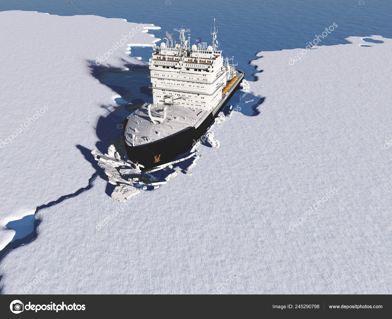 Icebreaker Ship Ice Sea Render Stock Photo by ©Iurii 245290798
