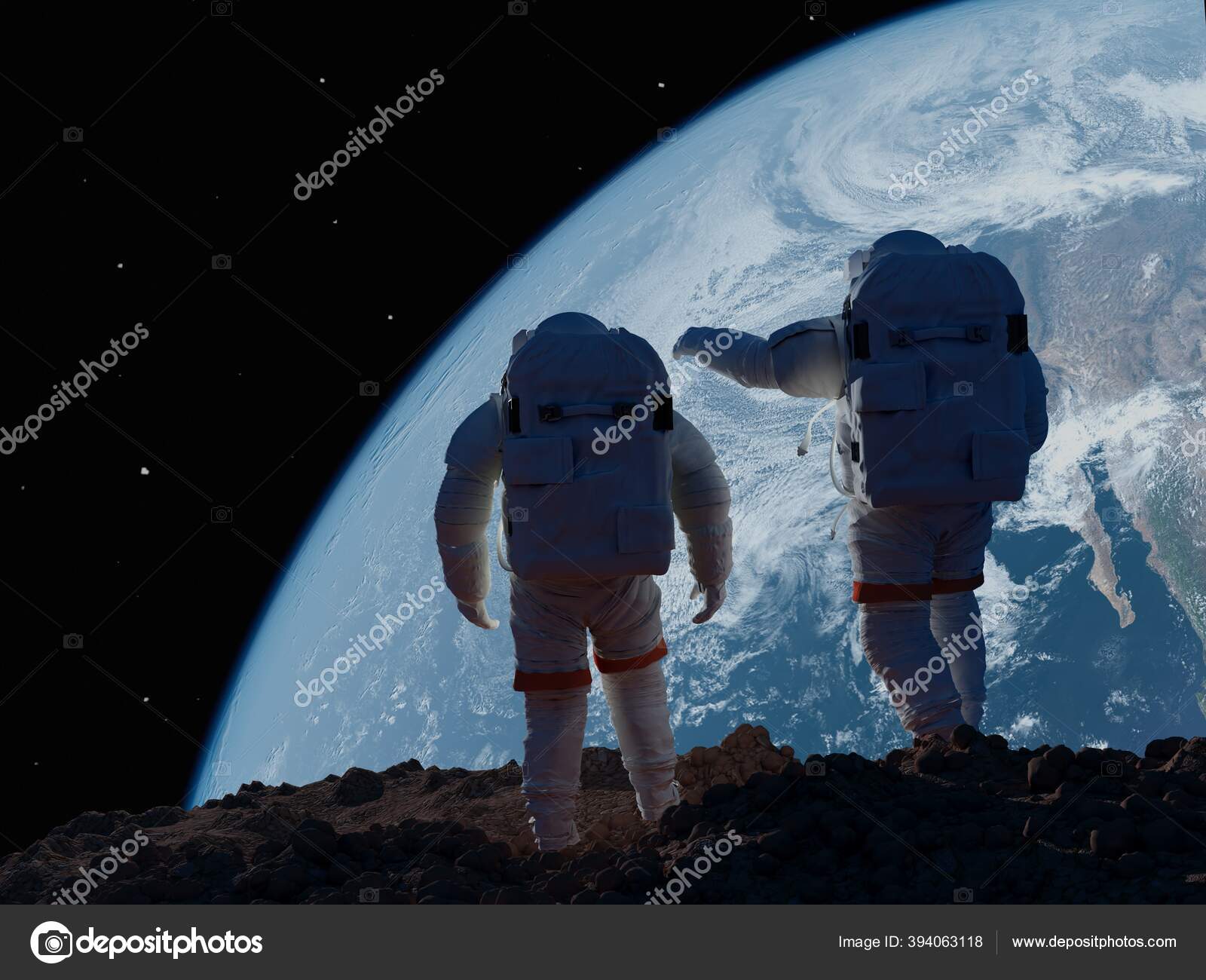 Group Astronauts Planet Elemen Image Furnished Nasa Render3D Render ...