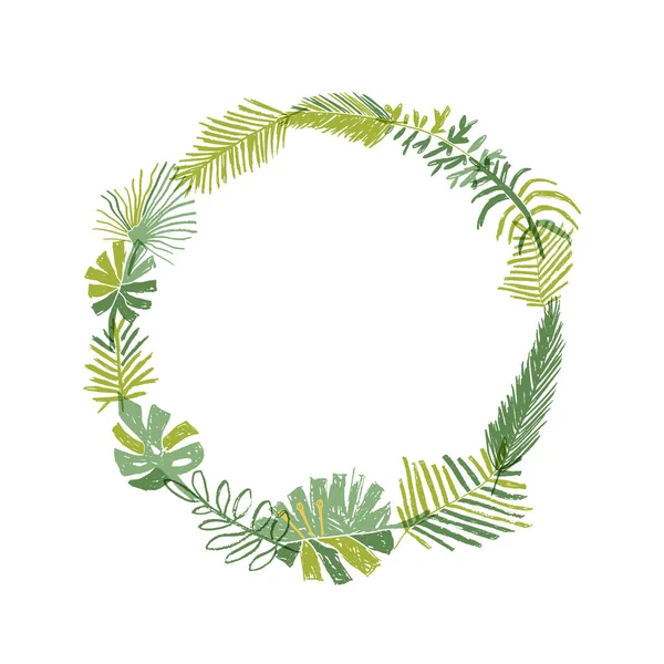 Tropical flower, circle greenery wreath - Stock Image - Everypixel
