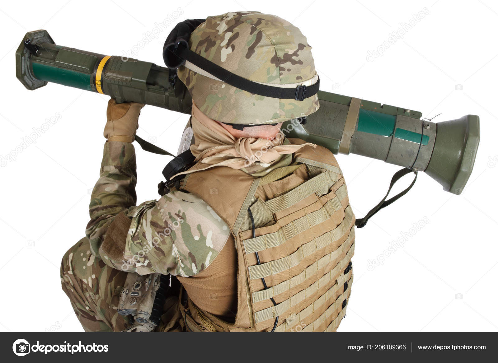 Army Soldier Recoilless Rocket Launcher Isolated White Background Stock ...