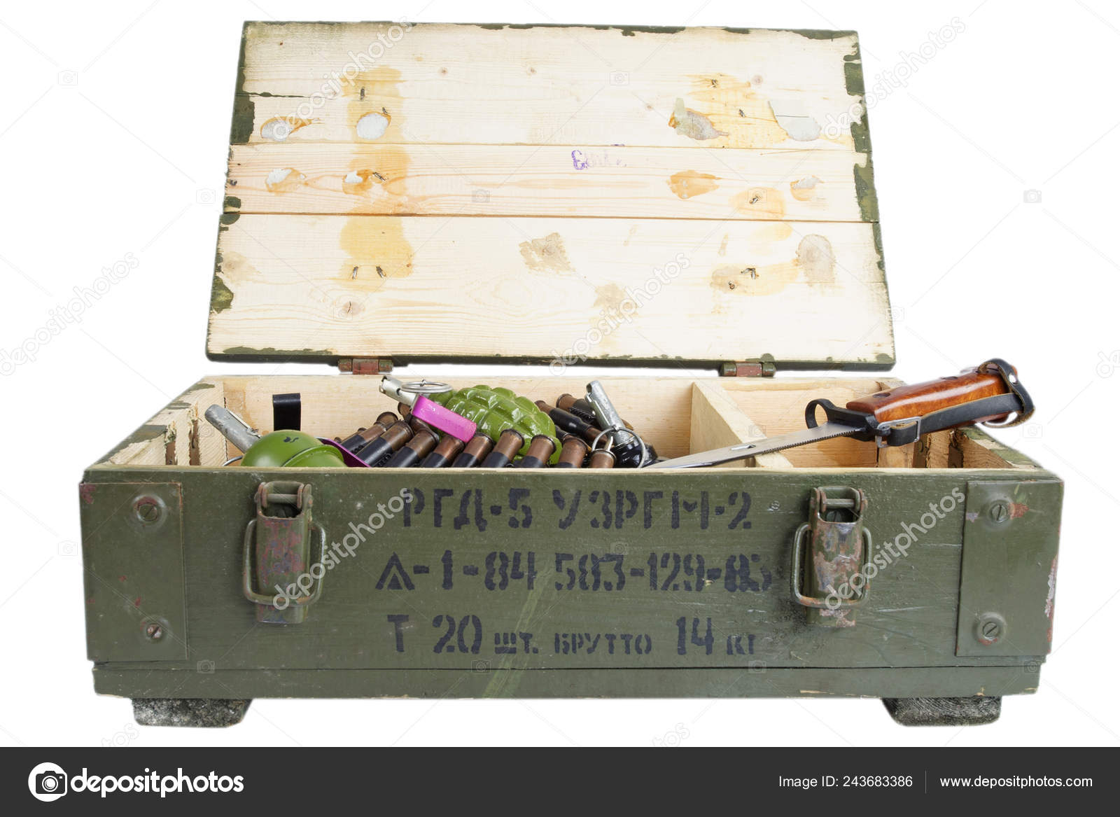 Soviet Army Ammunition Box Bayonet Isolated Text Russian Type ...