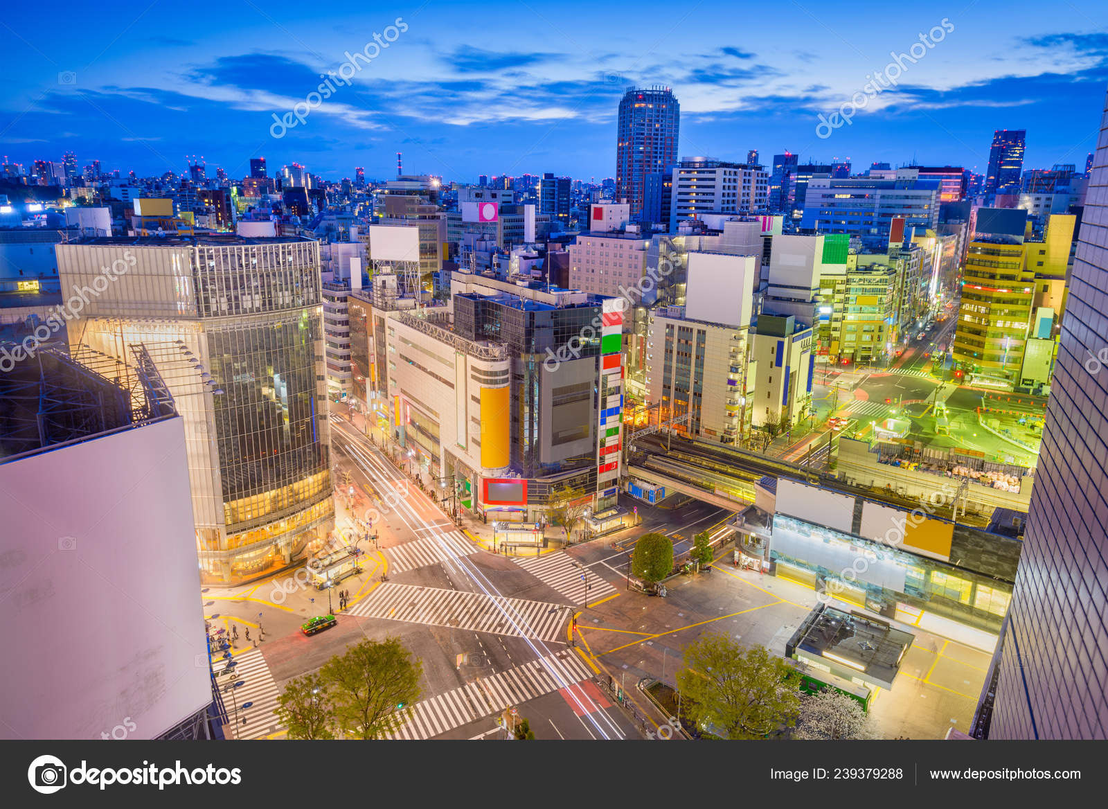 Tokyo Japan City Skyline Shibuya Crossing Dusk Stock Photo by ©sepavone 239379288