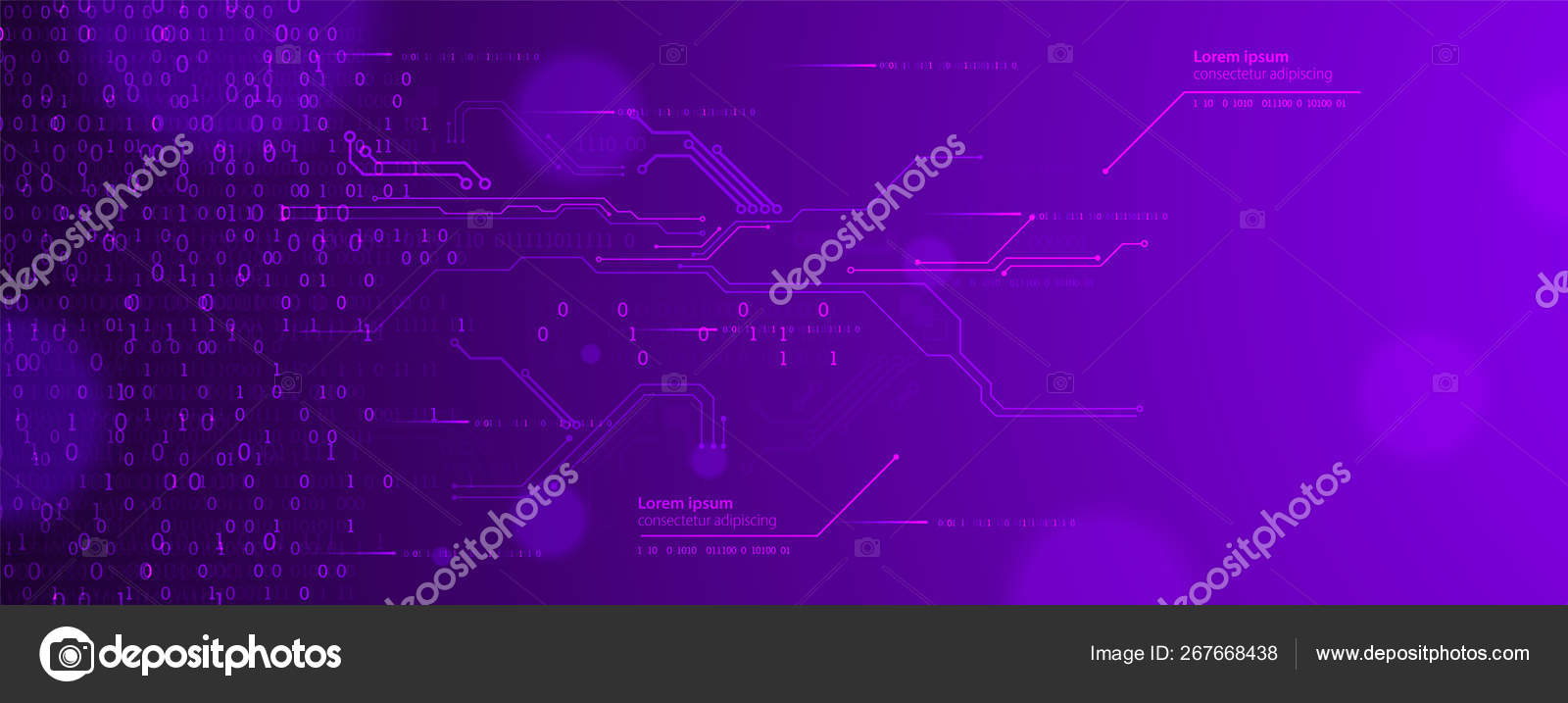 Technology background. Binary computer code. Big data concept. V Stock ...