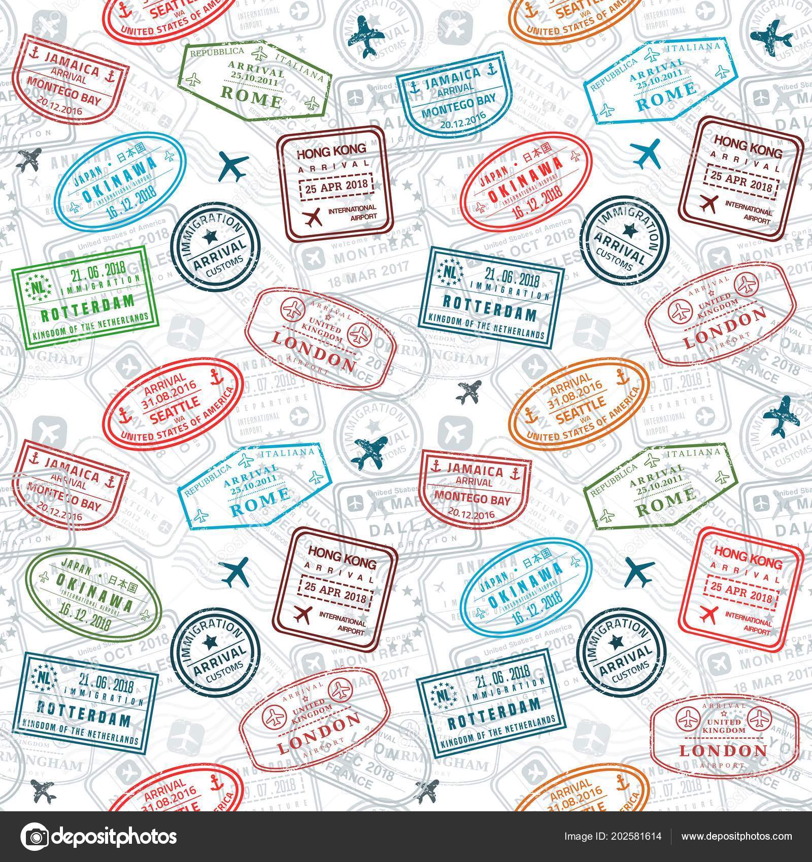 Passport Stamps Vector