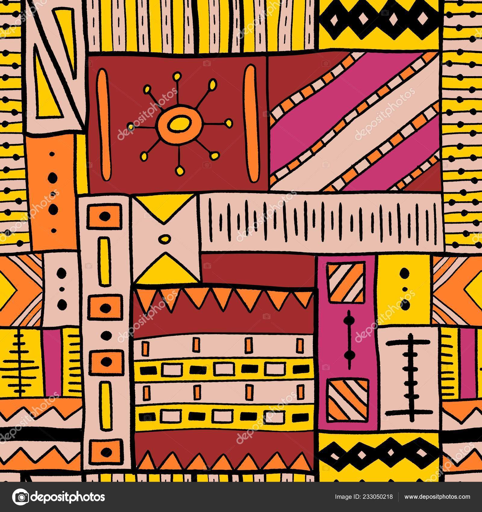 Boho Seamless Texture African Indigenous Style Vector Background Stock ...