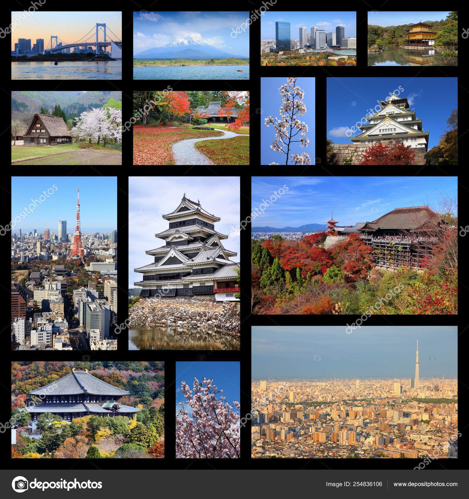 Japan landmarks collage — Stock Photo © tupungato #254836106