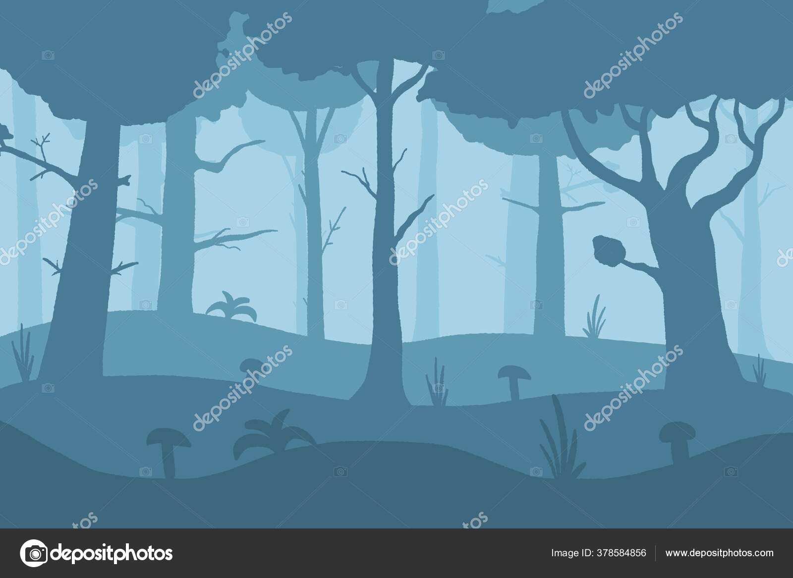 Vector Misty Forest Background Forest Layers Nature Illustration Stock ...
