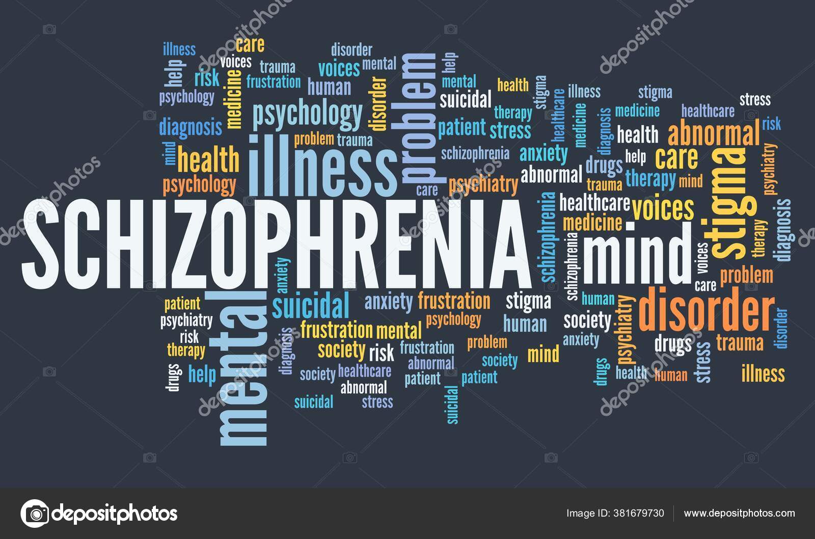 Schizophrenia Concepts Word Cloud Mental Health Keywords Illustration ...