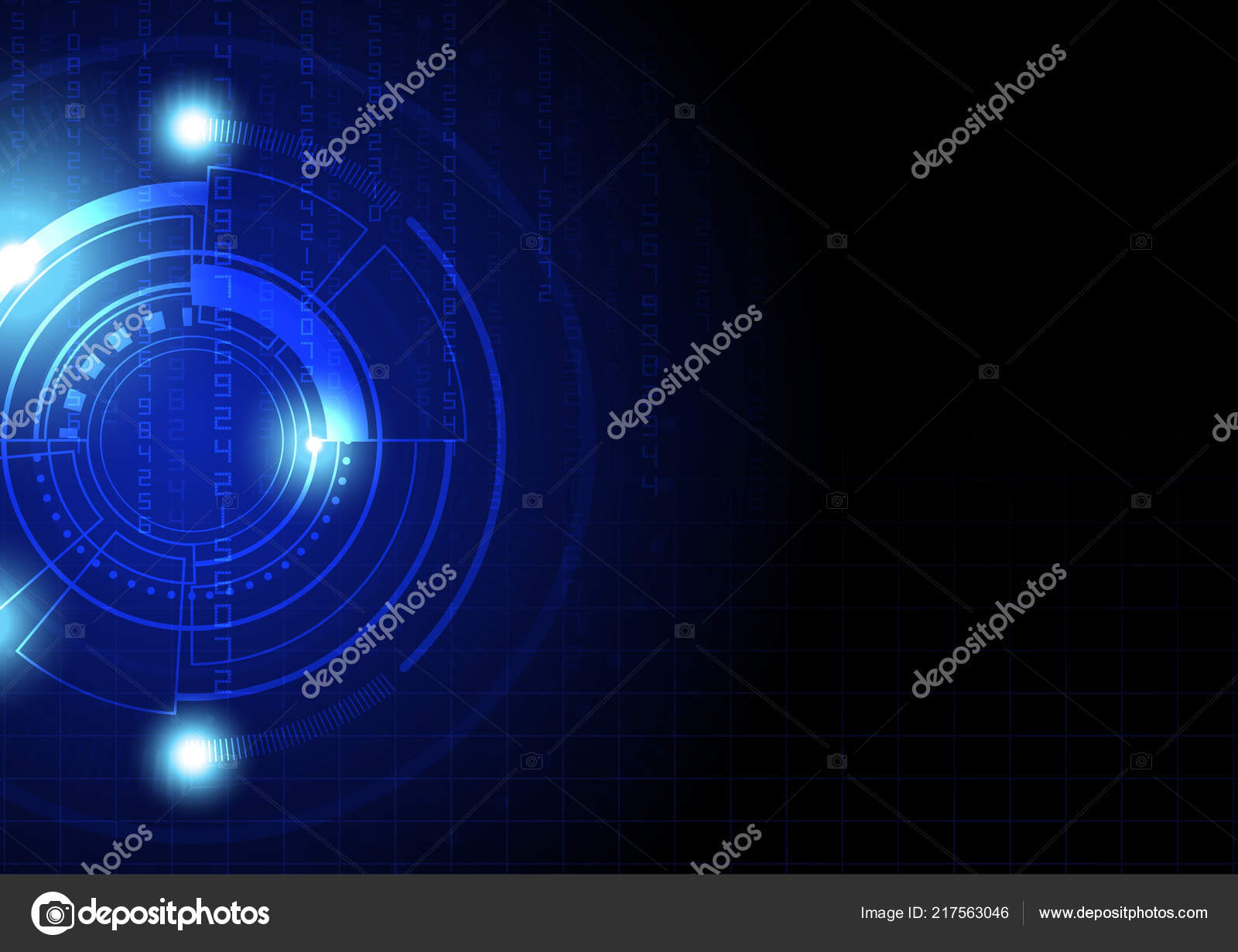 Technology Background Digital Number Abstract Futuristic Circle Stock ...
