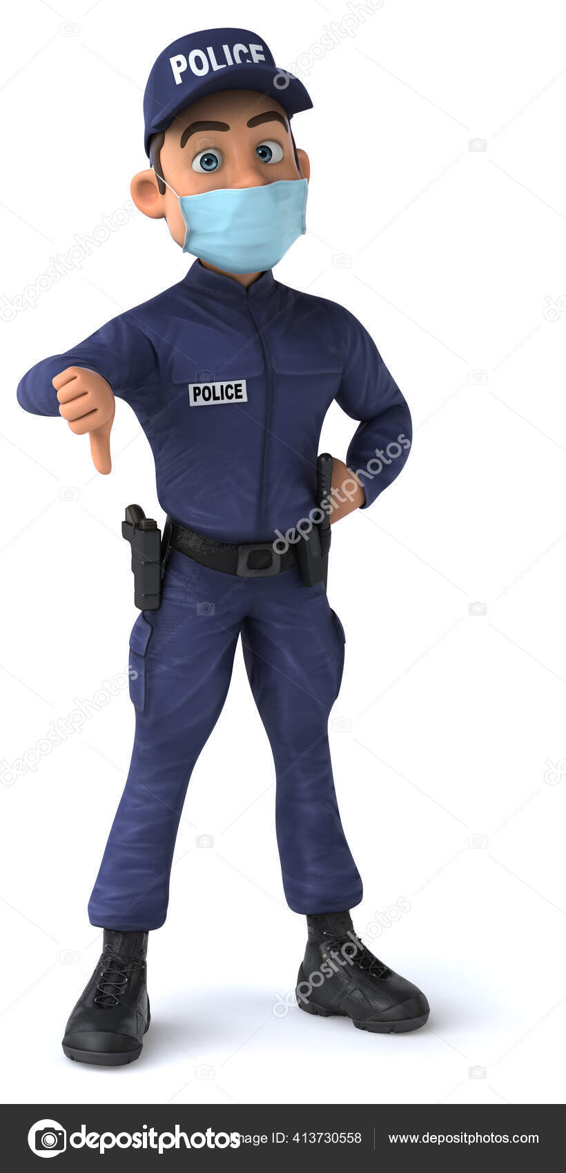 Fun Illustration Cartoon Police Officer Mask — Stock Photo © julos ...