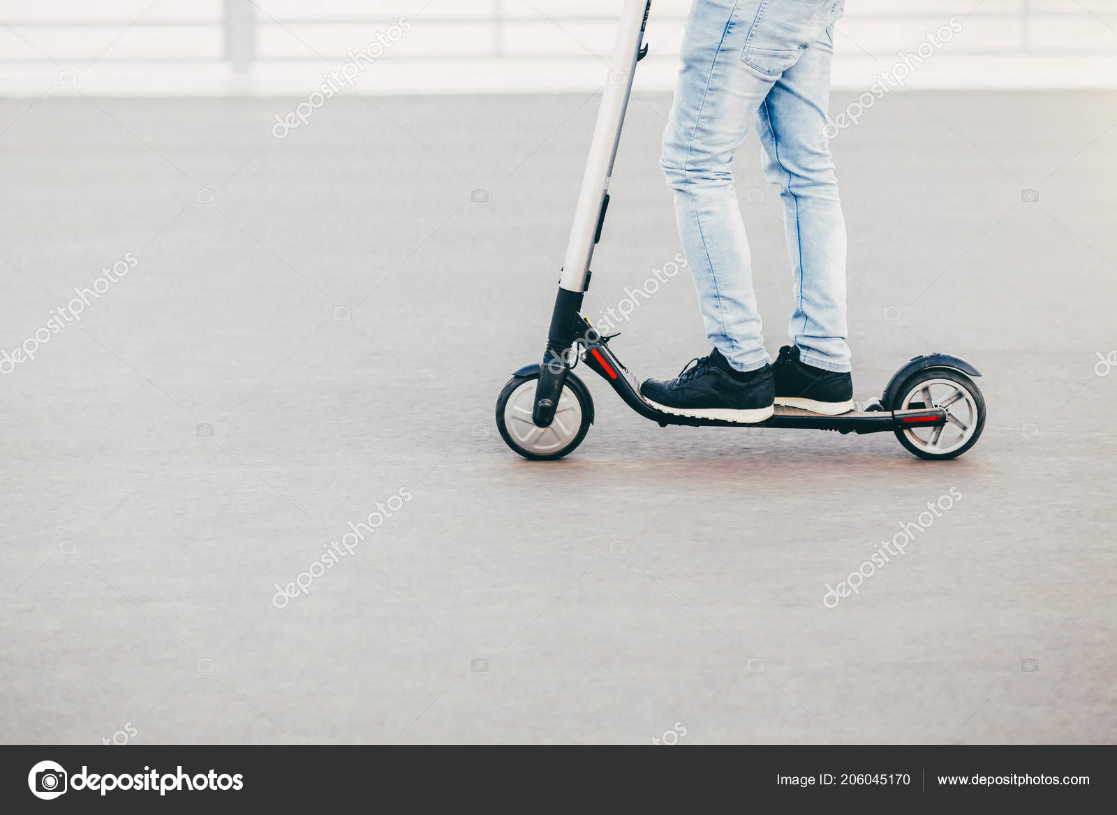 Cropped Image Man Uses Electric Scooter Means Transport Street Modern ...