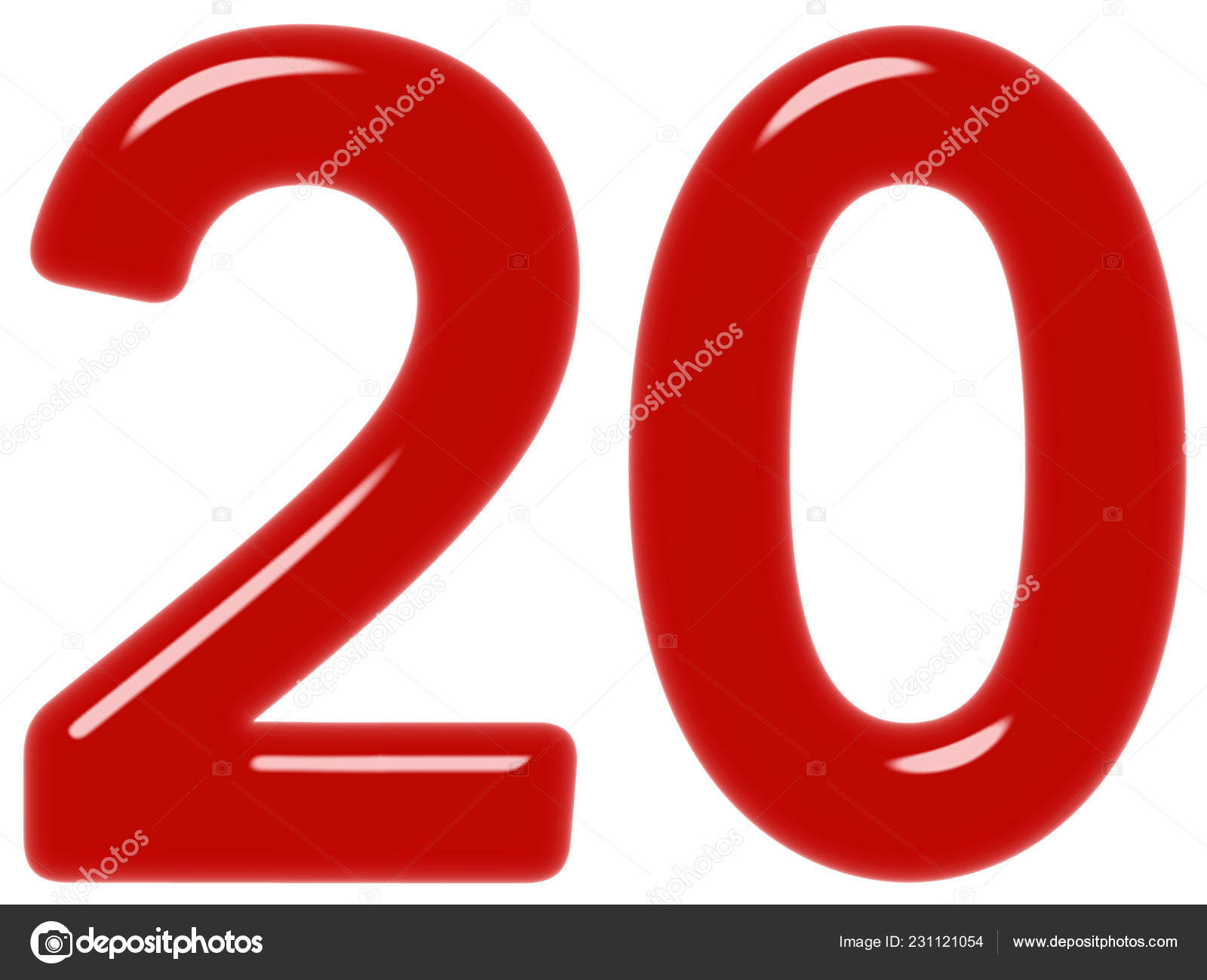Numeral Twenty Isolated White Background Render — Stock Photo ... Numeral Twenty Isolated White Background Render — Stock Photo ...