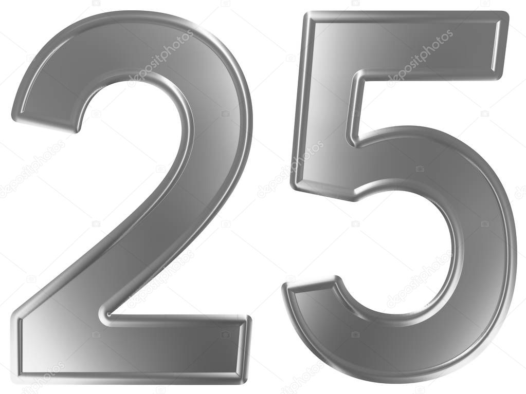 Número 25, veinticinco, aislado sobre fondo blanco, renderizado 3d 2023 Número 25, veinticinco, aislado sobre fondo blanco, renderizado 3d 2023