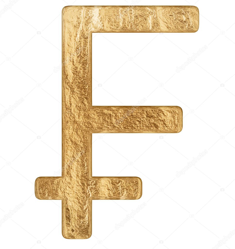 Símbolo franco francés, aislado sobre fondo blanco, 3D rende 2024