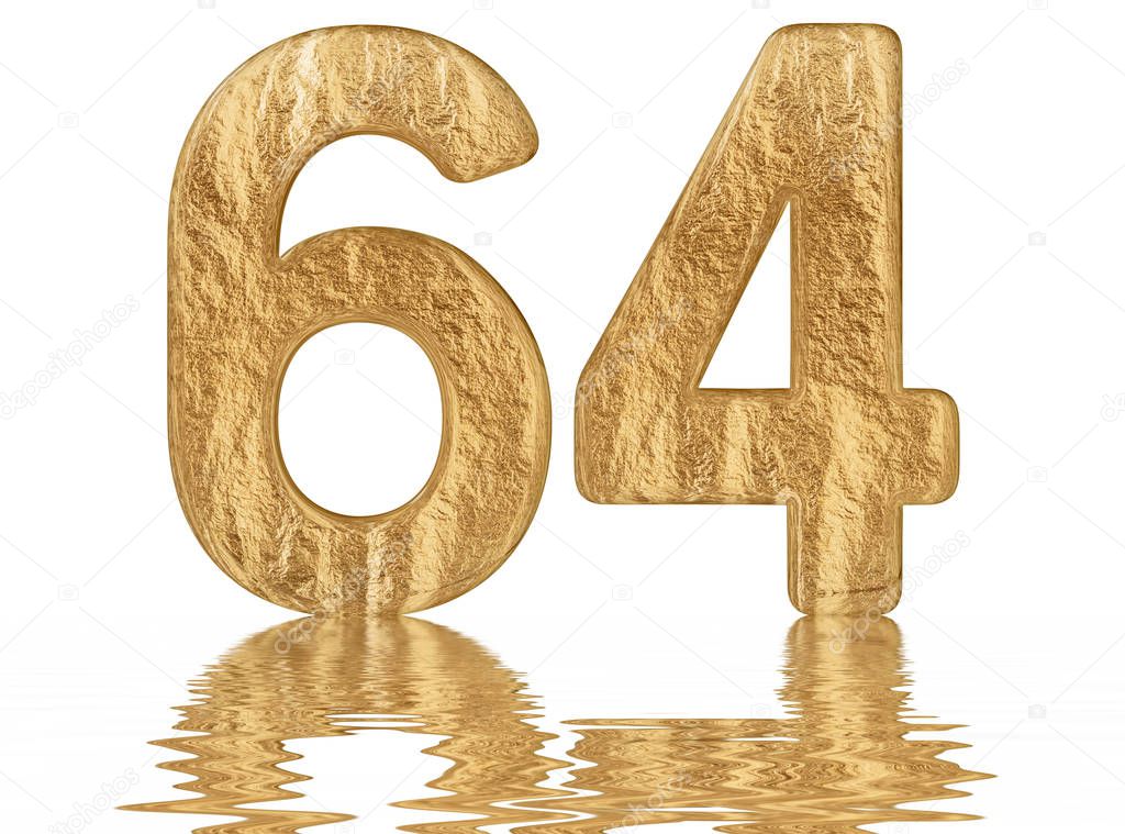 Numeral 64, sesenta y cuatro, reflejado en la superficie del agua ... Numeral 64, sesenta y cuatro, reflejado en la superficie del agua ...