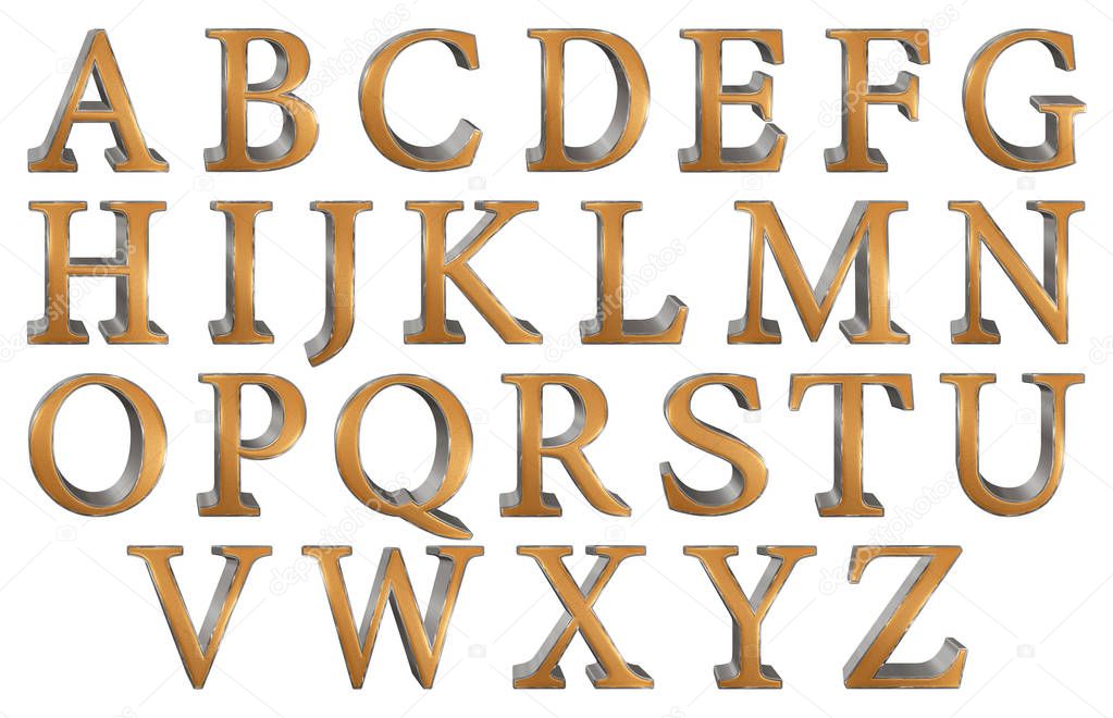 Ngiliz Alfabesinde Geçerli Olan Harfleri Büyük Harf Altın Gümüş Doku ...