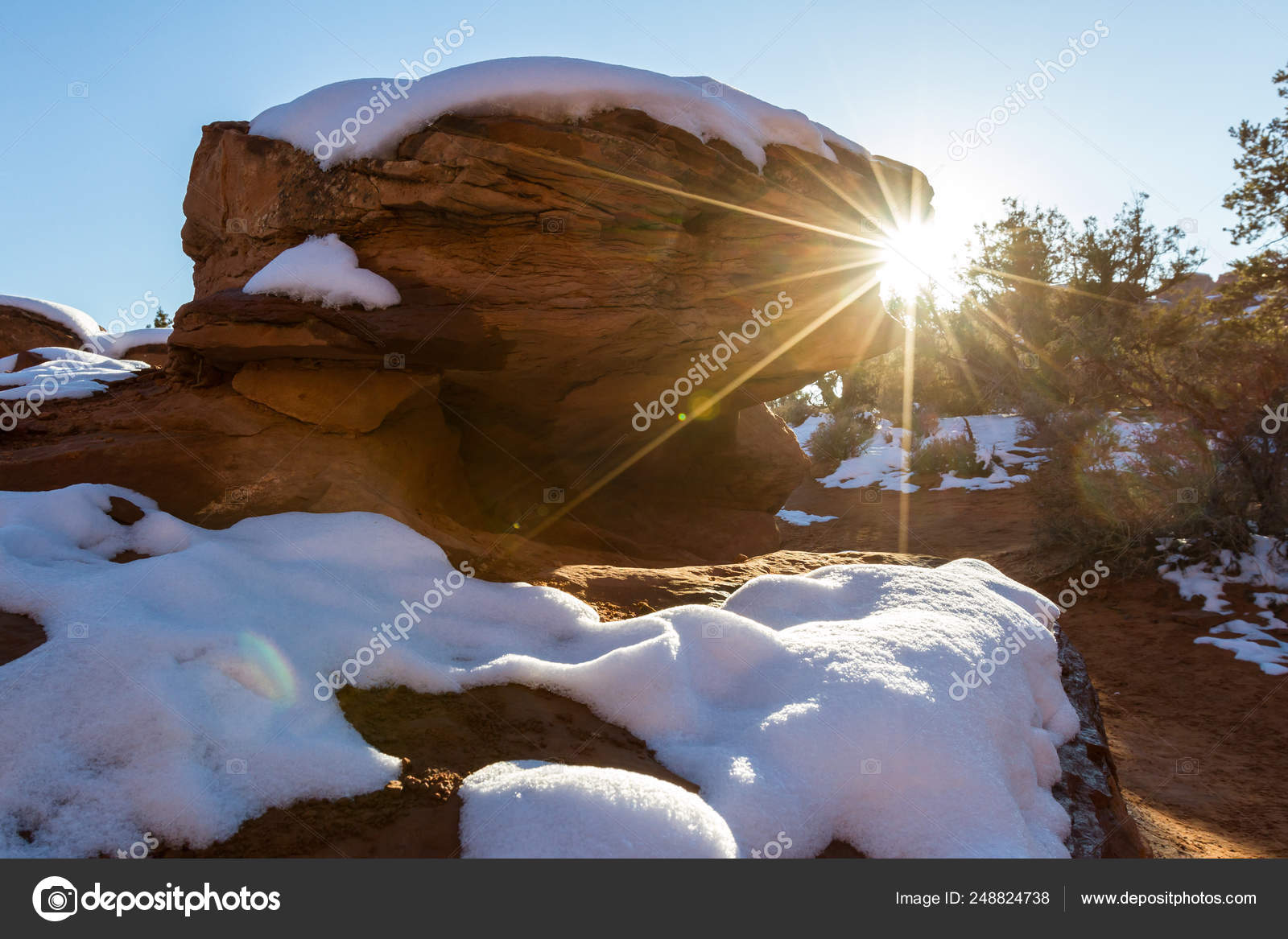Snow on the red rocks — Stock Photo © wollertz #248824738