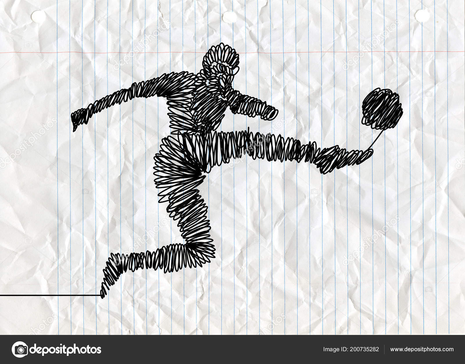 Continuous Line Drawing Illustration Shows Football Player Kicks Ball ... Continuous Line Drawing Illustration Shows Football Player Kicks Ball ...