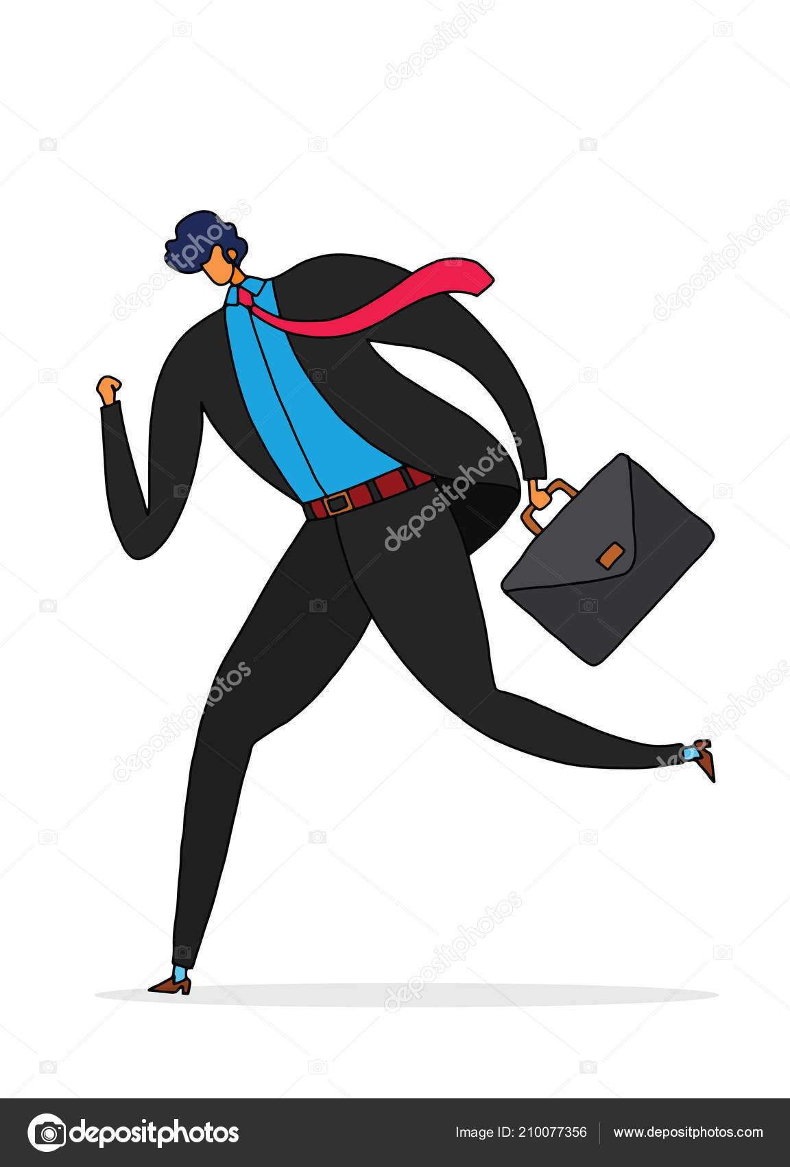 Business Man Runs Success Illustration Businessman Running Briefcase ...