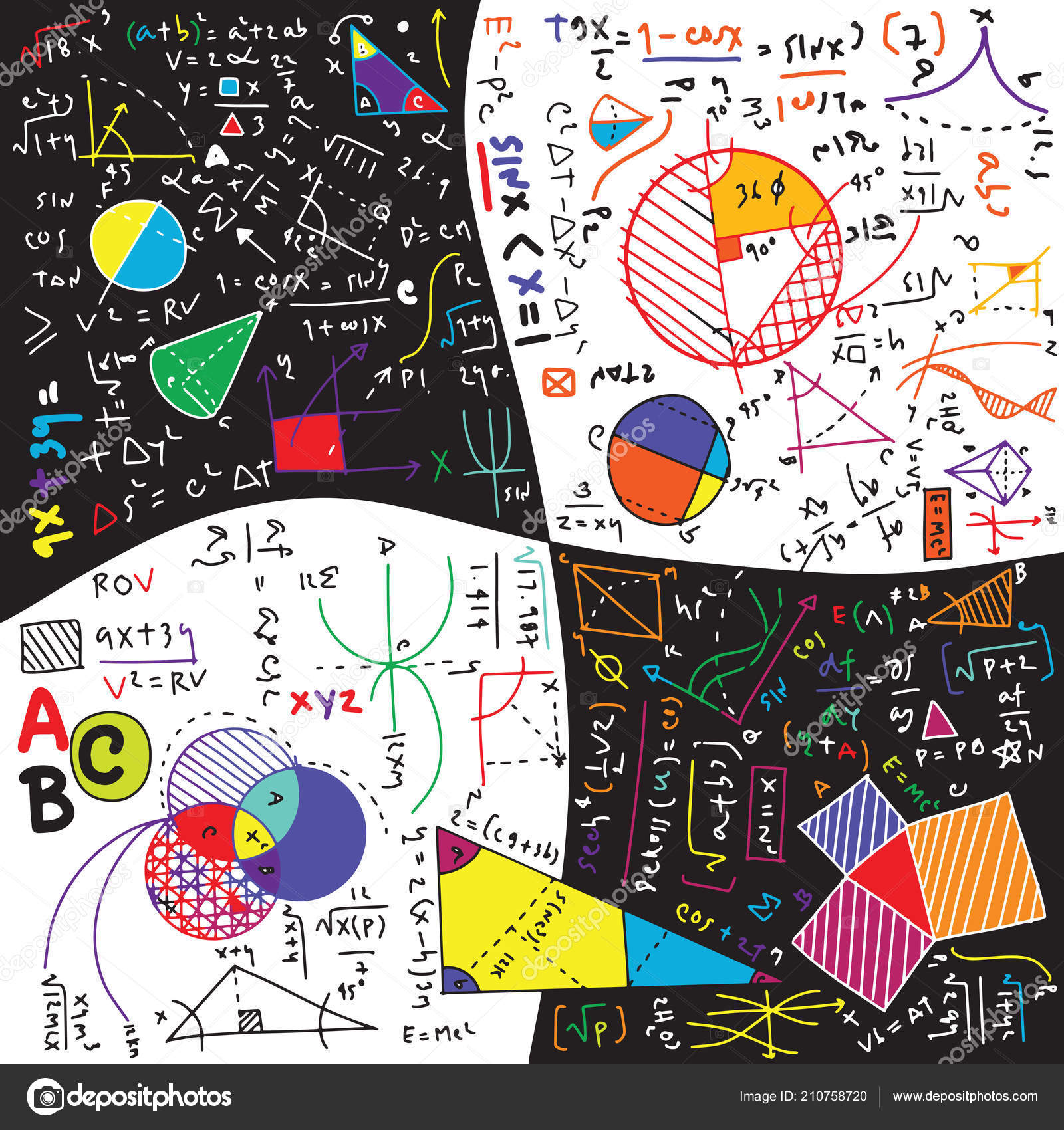 Fórmulas Físicas Fenómenos Ilustración Dibujada Mano Tablero Ciencias ...