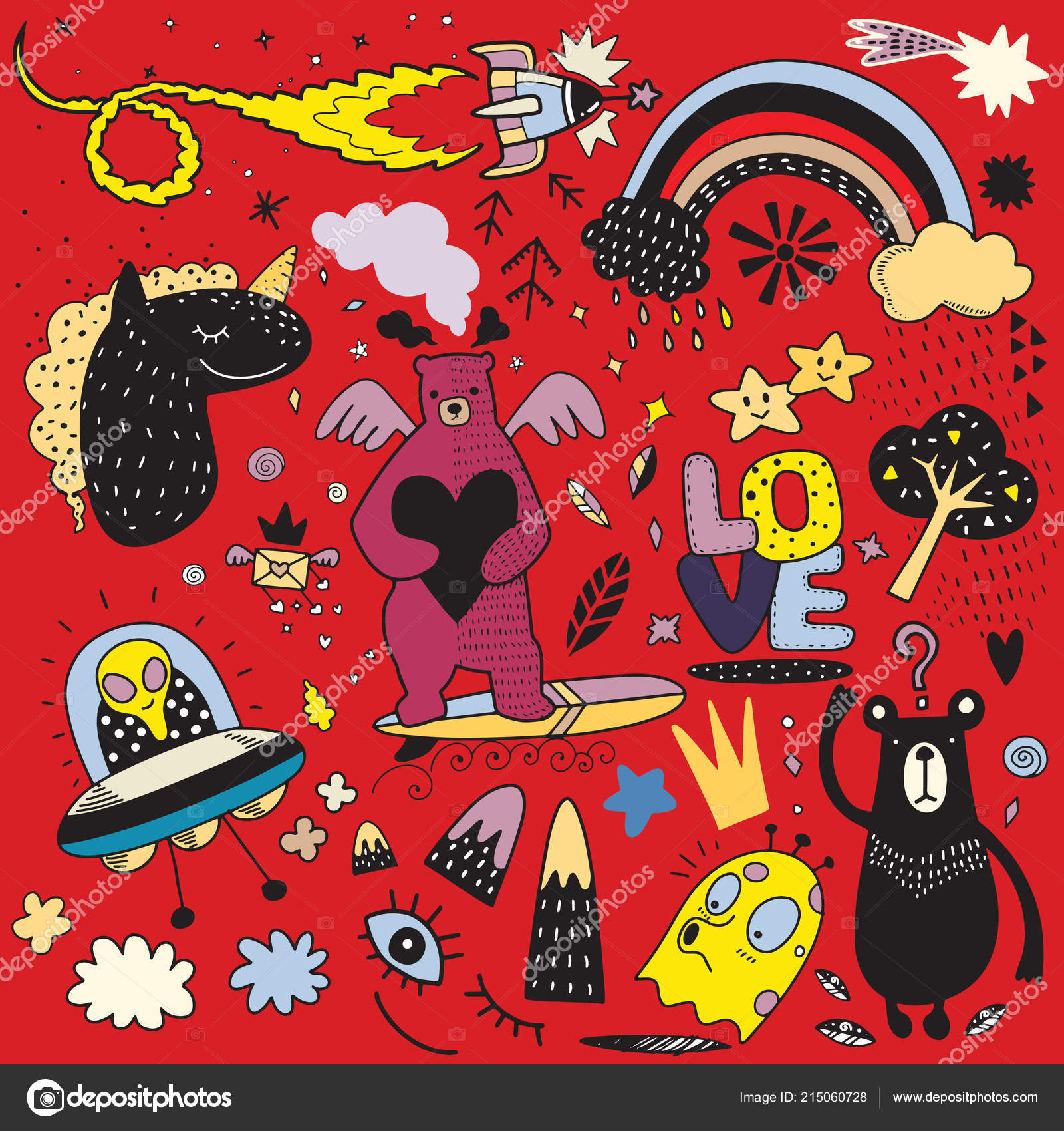 Vector Line Art Doodle Cartoon Set Objects Symbols Vol Stock Vector ...