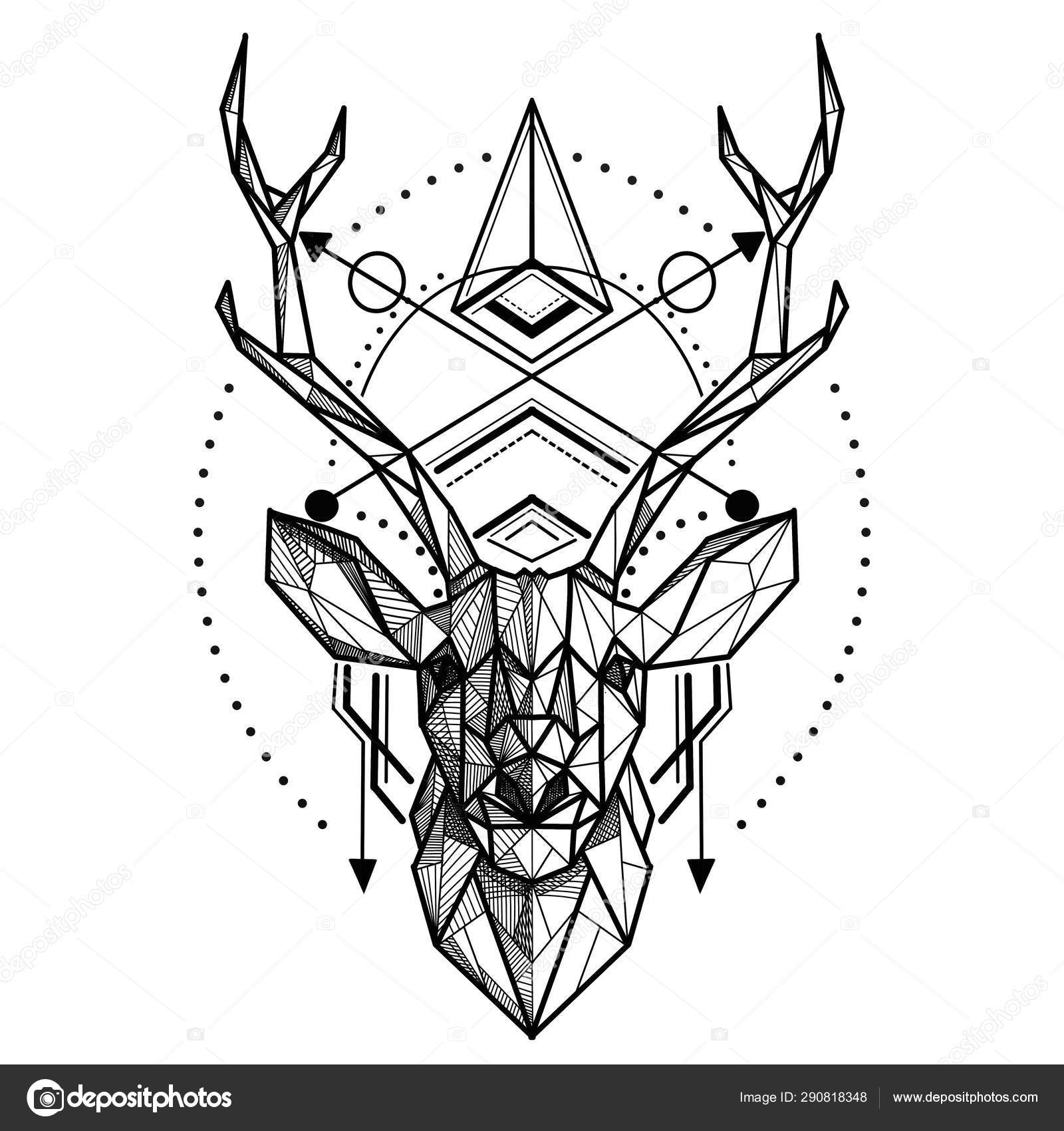 Deer low poly ,Vector. Abstract polygonal the head of a deer. Ge ...
