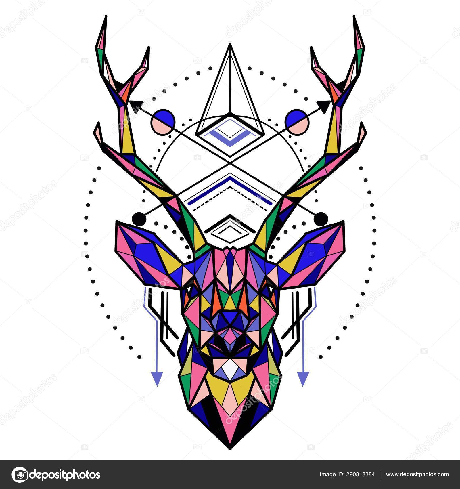 Deer low poly ,Vector. Abstract polygonal the head of a deer. Ge Stock ...