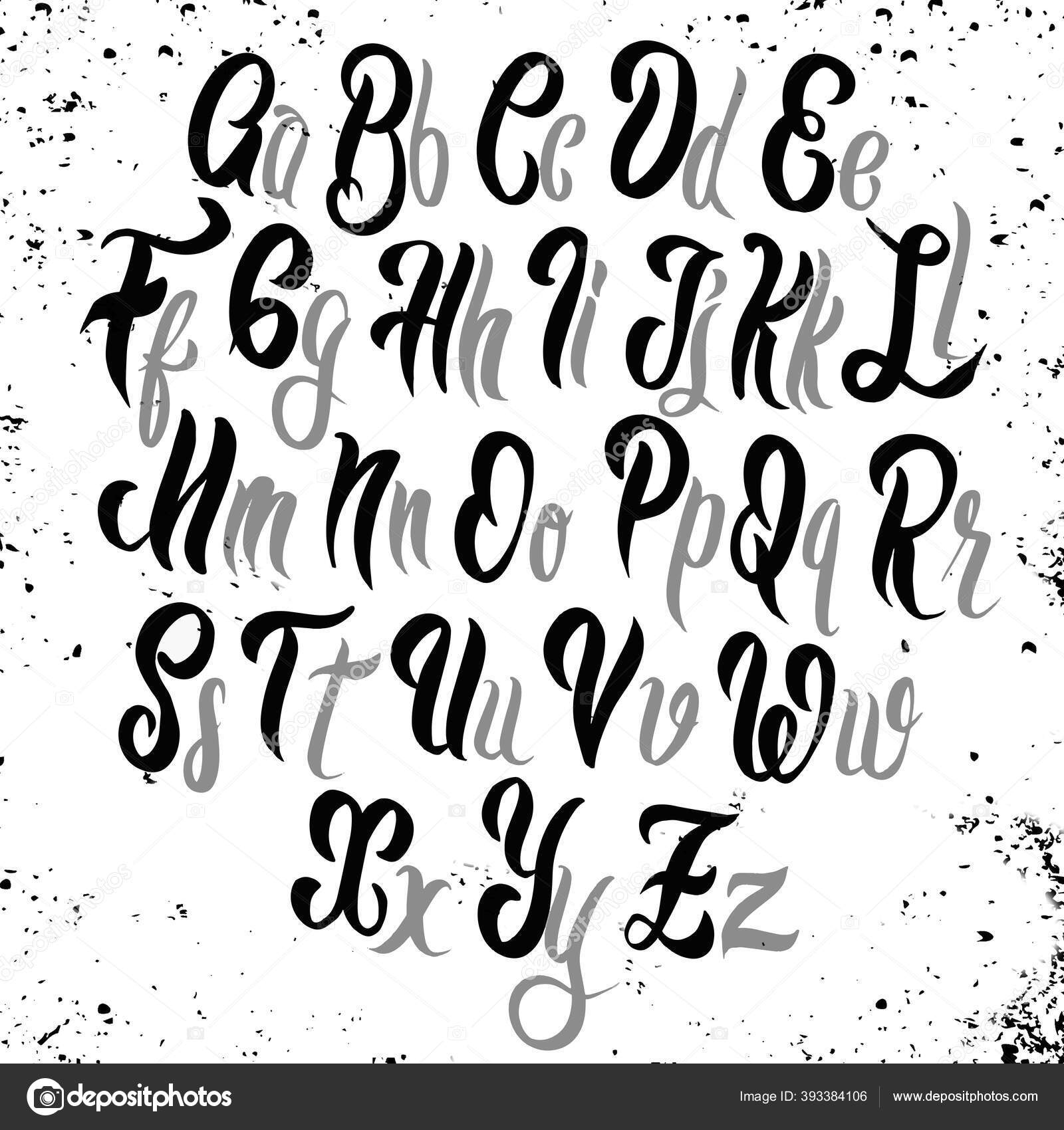 Brush Lettering Font Illustration Alphabet Hand Drawn Illustration ...