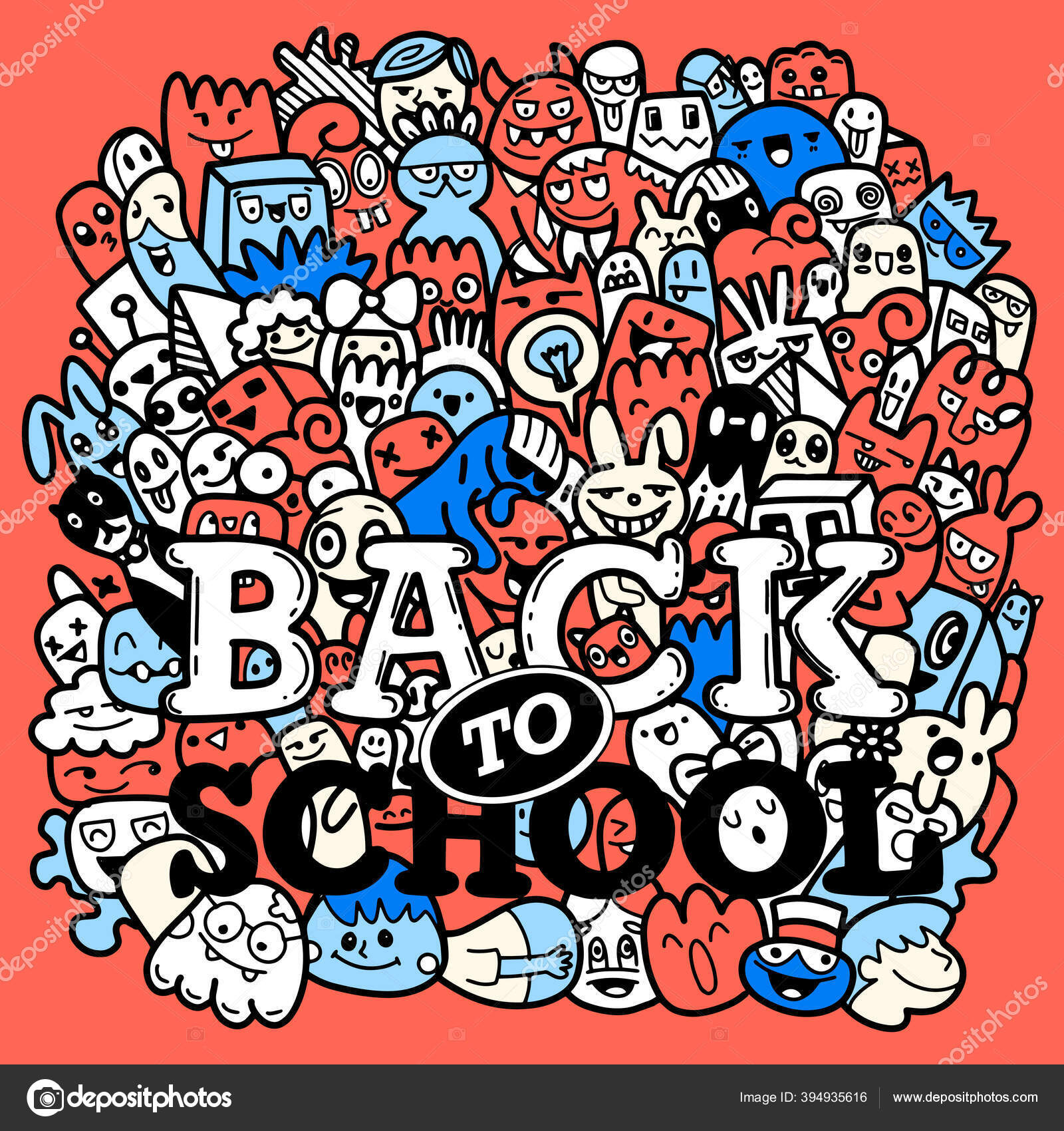 Concept Education School Background Hand Drawn School Supplies Comic ...