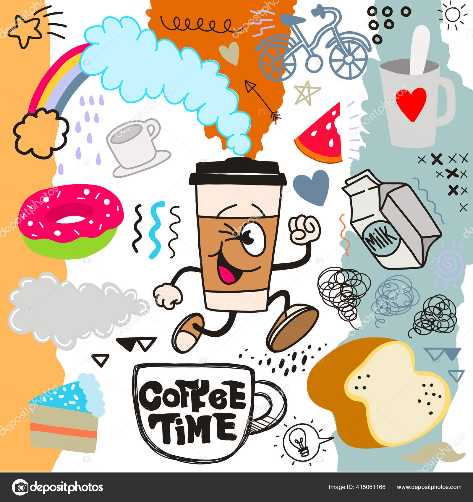 Coffee Time Doodle Drawing Collection Hand Drawn Vector Doodle ...