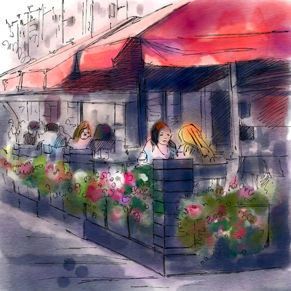 Cafe drawings Stock Photos, Royalty Free Cafe drawings Images ...