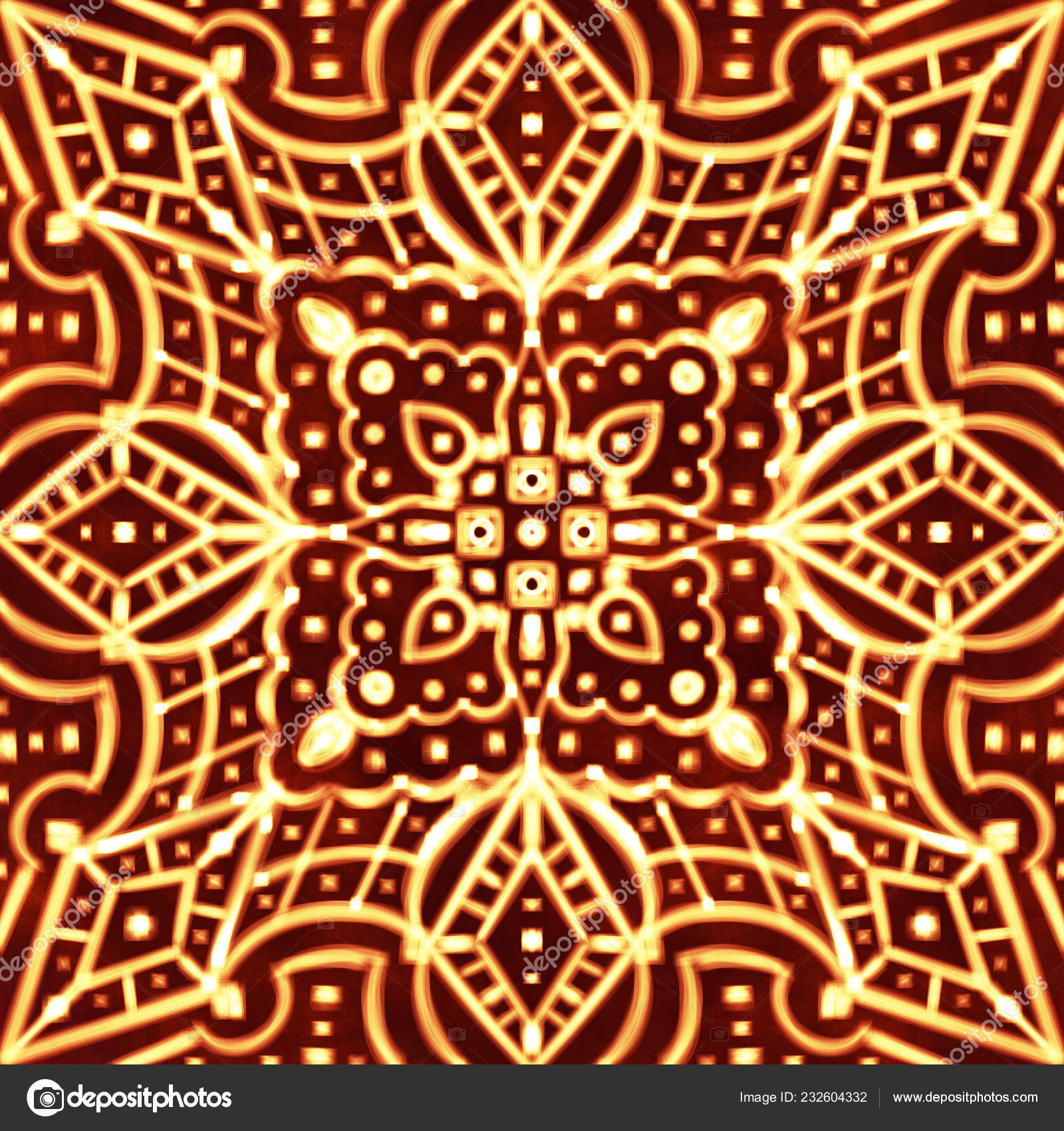 Gold Seamless Pattern Arabesques Hand Drawn Illustration — Stock Photo ...