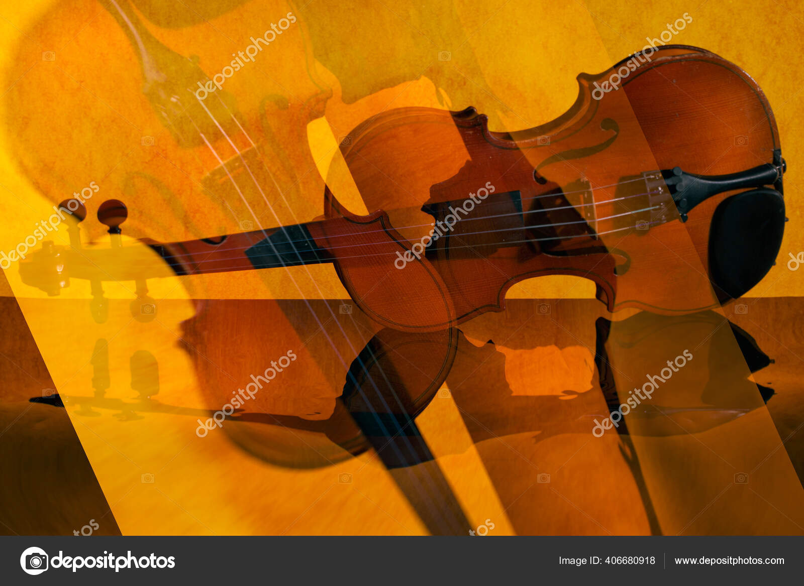 Collage Abstracto Con Violín Realizado Con Doble Exposición — Foto de ...