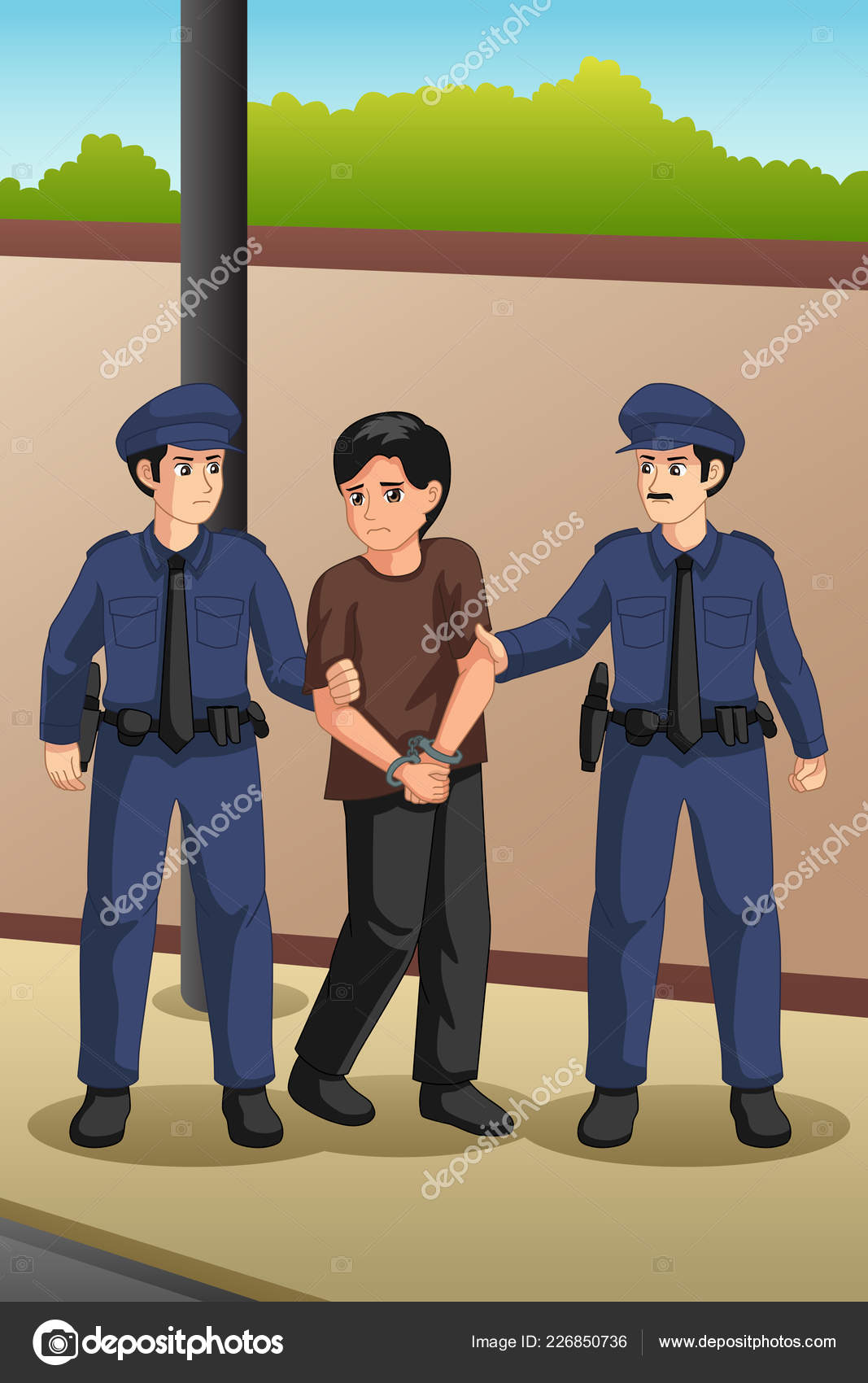 Vector Ilustrativo Oficiales Policía Atrapando Criminal Vector de stock ...