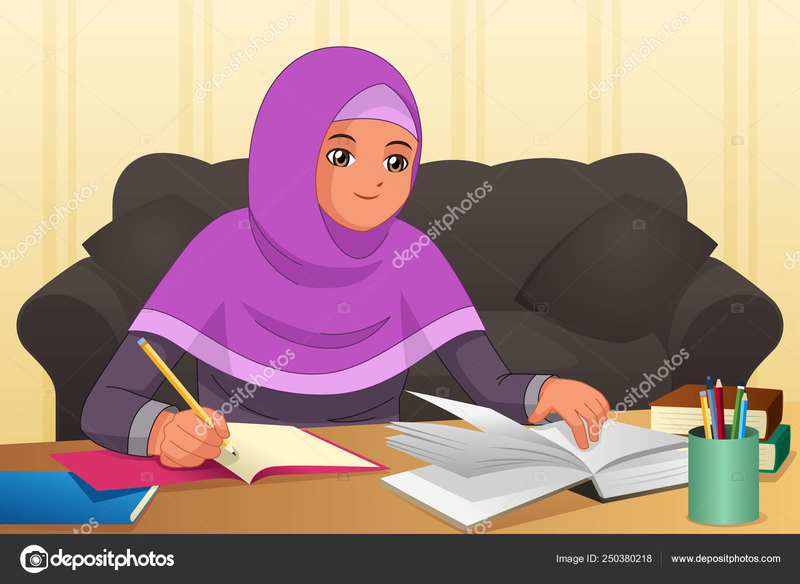 Girl Do Homework Clipart