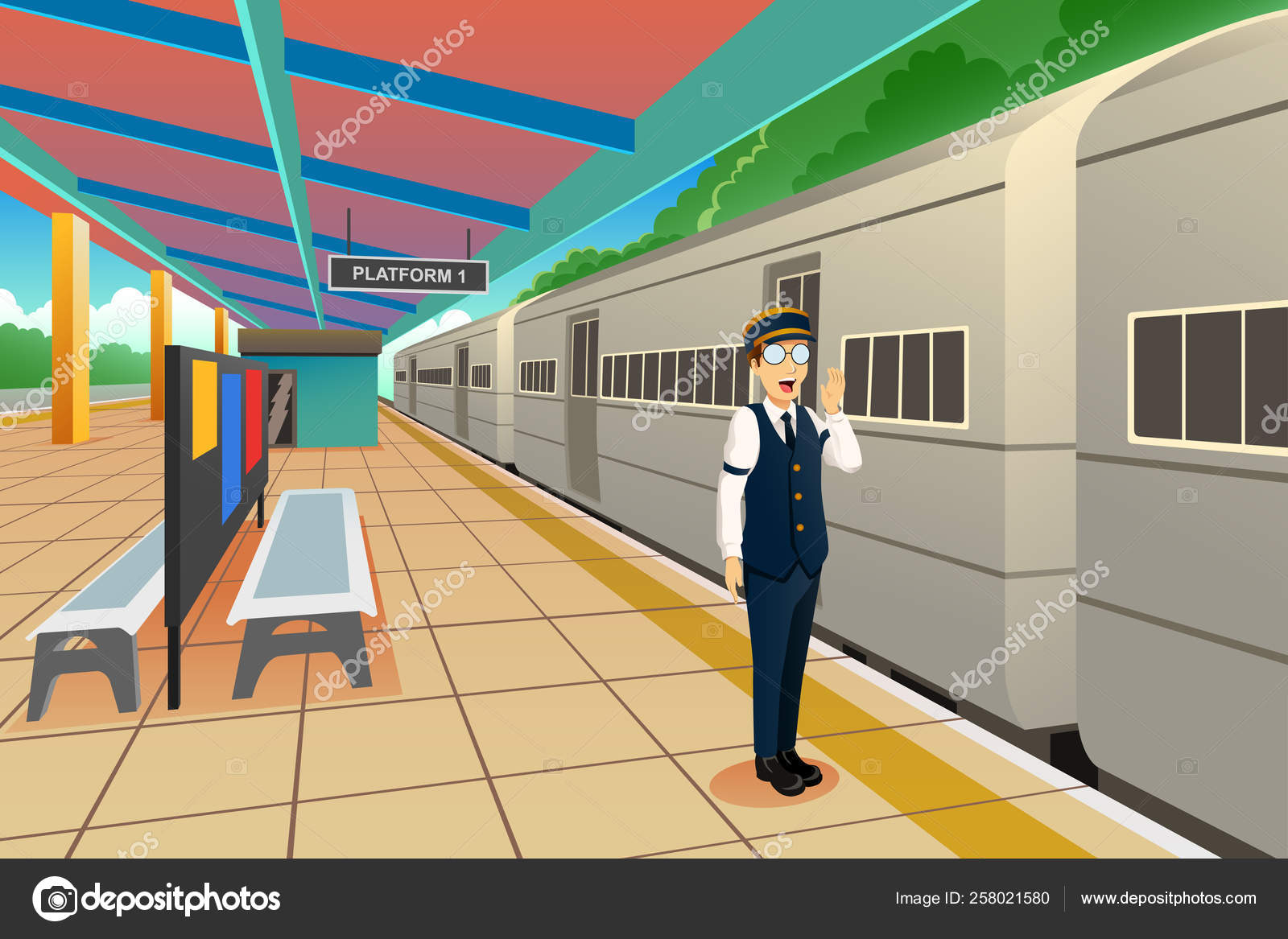Train Conductor Illustration Stock Vector by ©artisticco 258021580