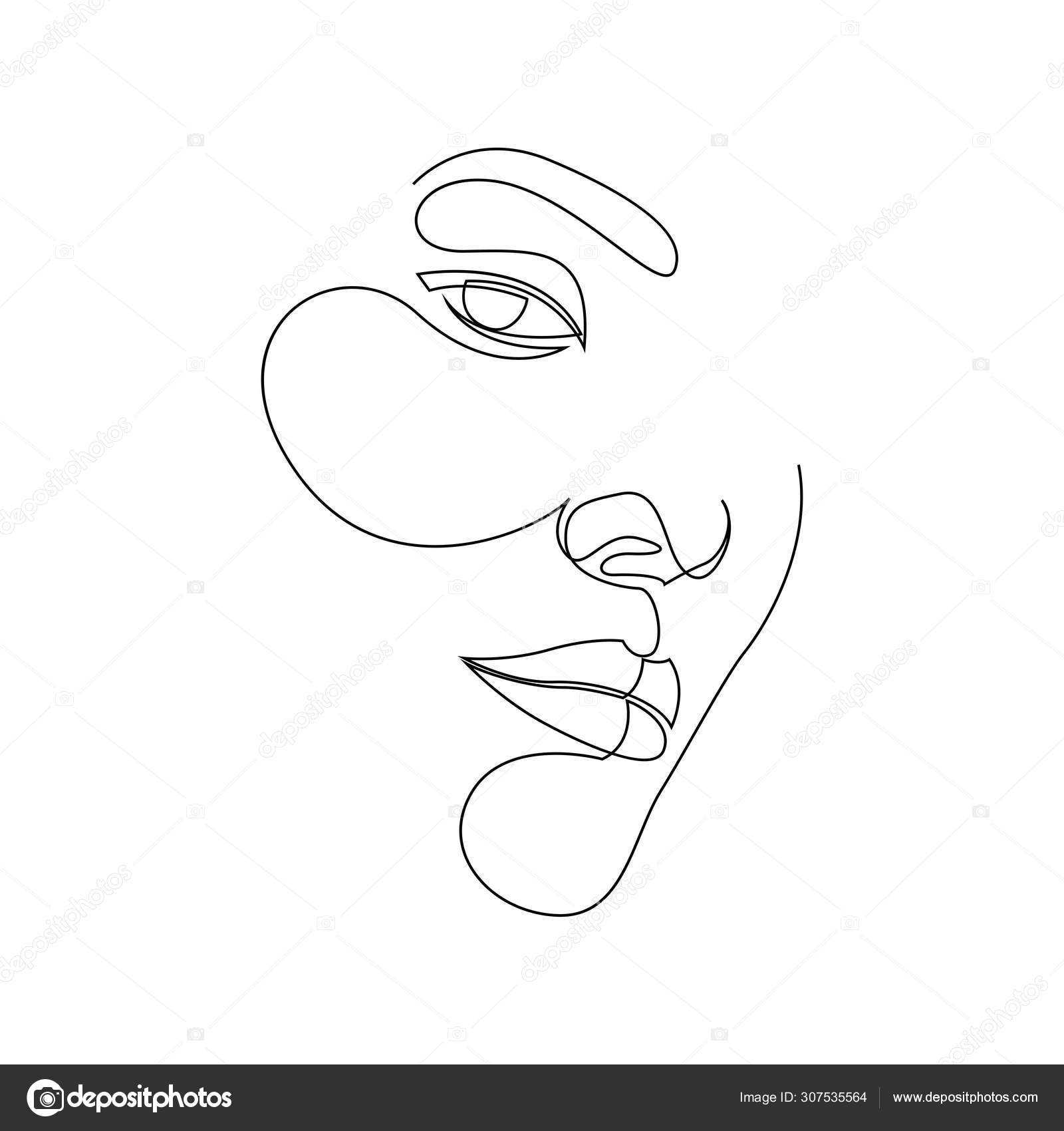 Pen And Ink Art And Collectibles Minimal Abstract Face Line Drawing Black