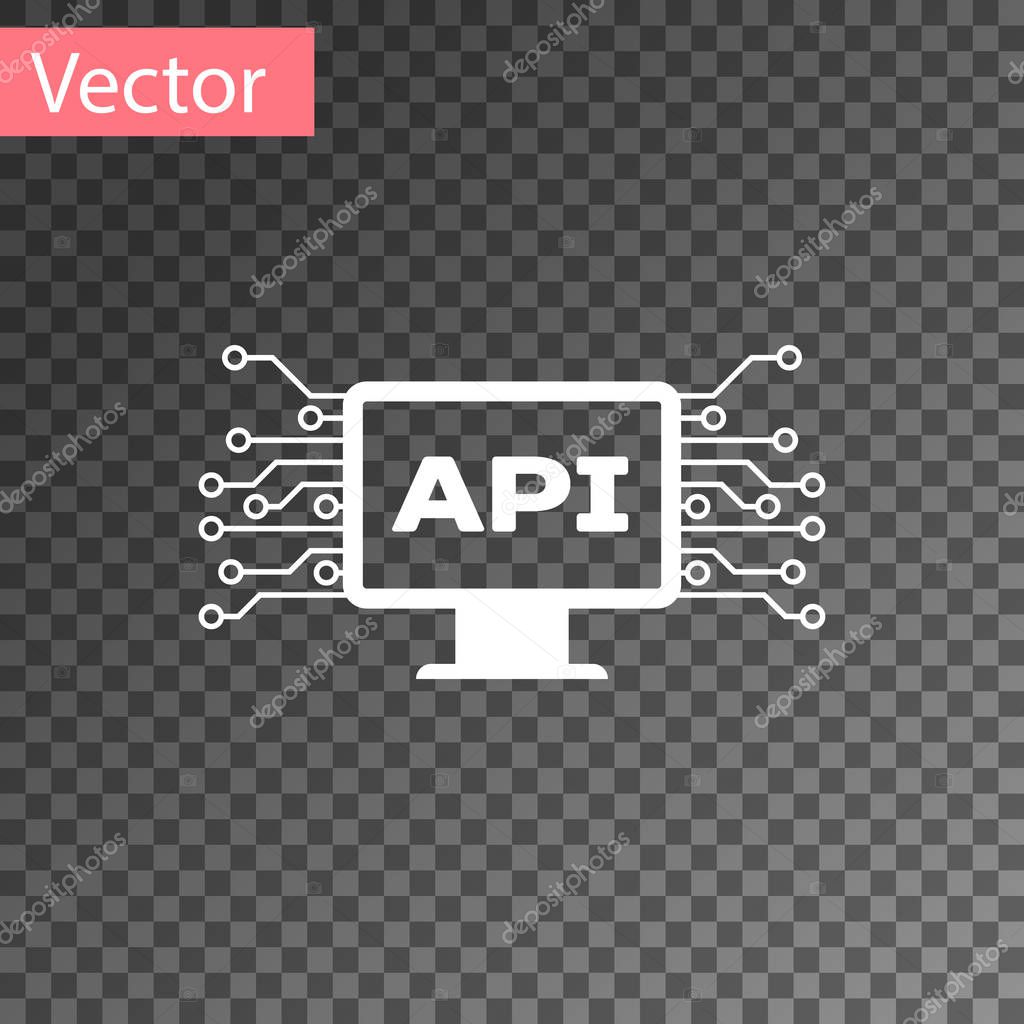 Icono de interfaz de api de computadora blanca aislado en fondo ...
