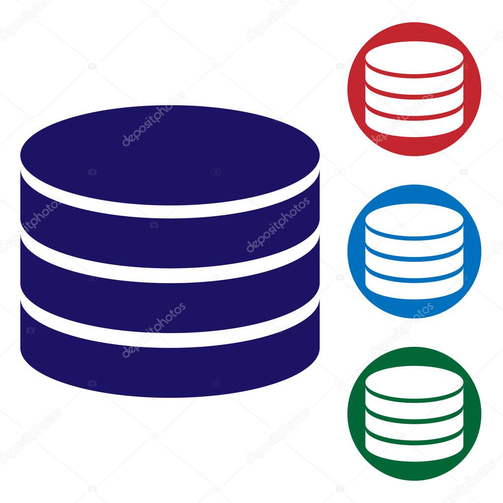 Icono de base de datos azul aislado sobre fondo blanco. Bases de datos ...